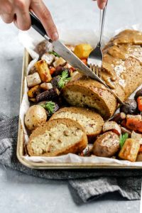 Seitan Roast Stuffed with Chestnut White Wine Risotto • The Curious ...